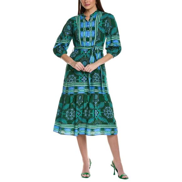 Garrie B | Dresses | Garrie B Womens 34sleeve Border Print Midi Dress ...